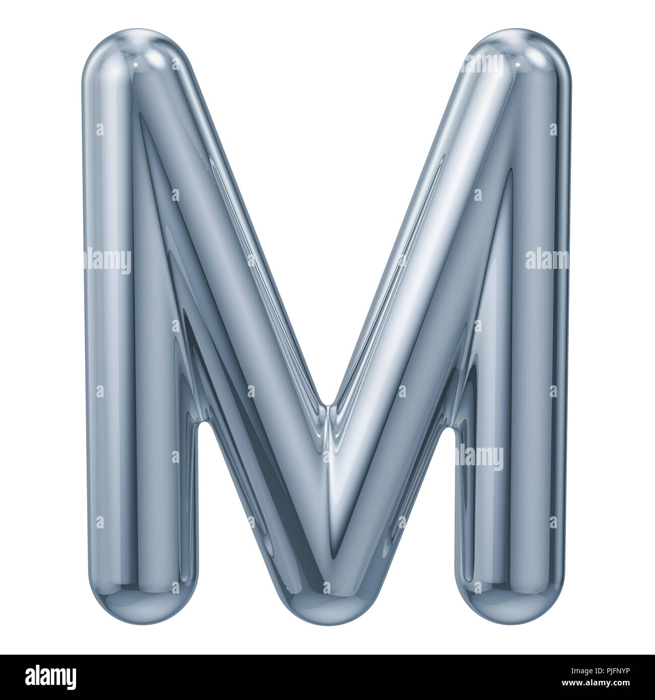 English metallic letter M, 3D rendering isolated on white background ...