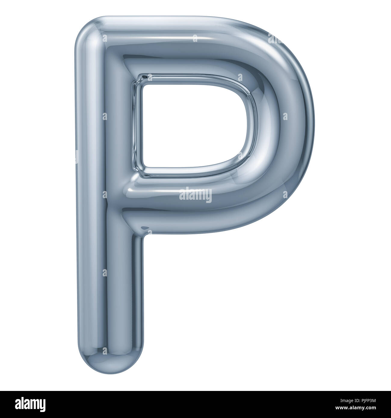 English metallic letter P, 3D rendering isolated on white background ...