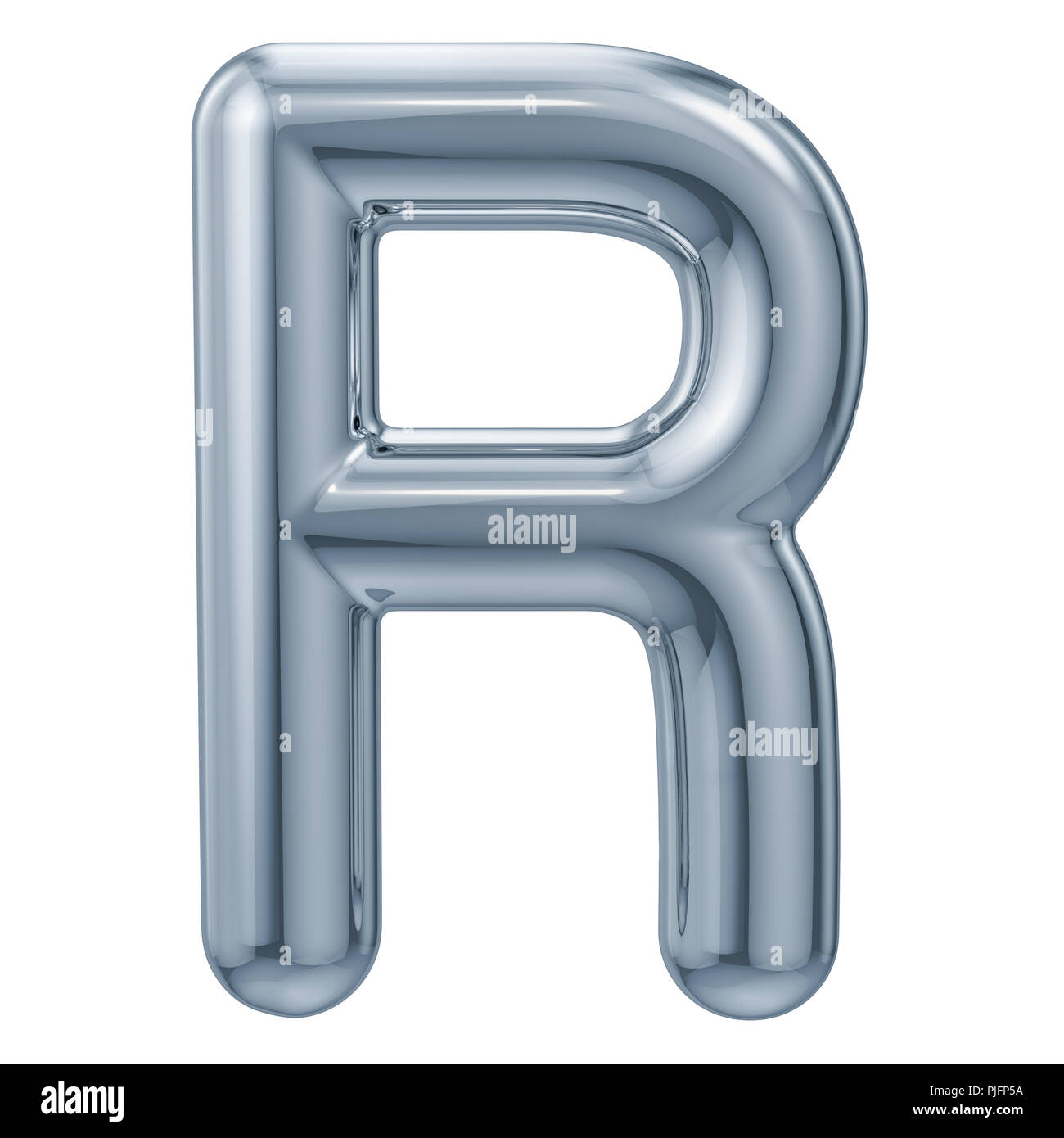English metallic letter R, 3D rendering isolated on white background ...