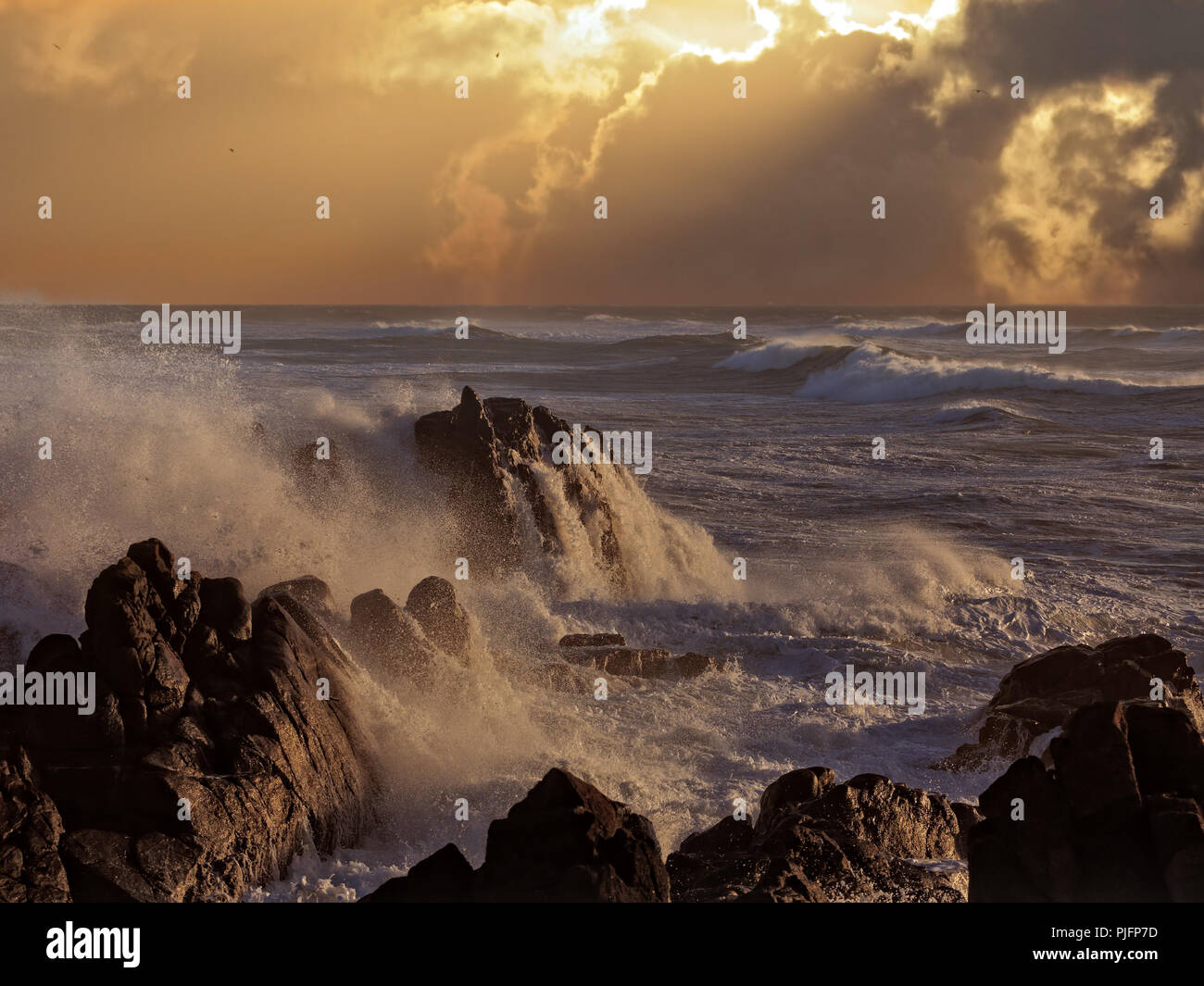 Black And White Stormy Sea And Cliffs High Resolution Stock Photography ...