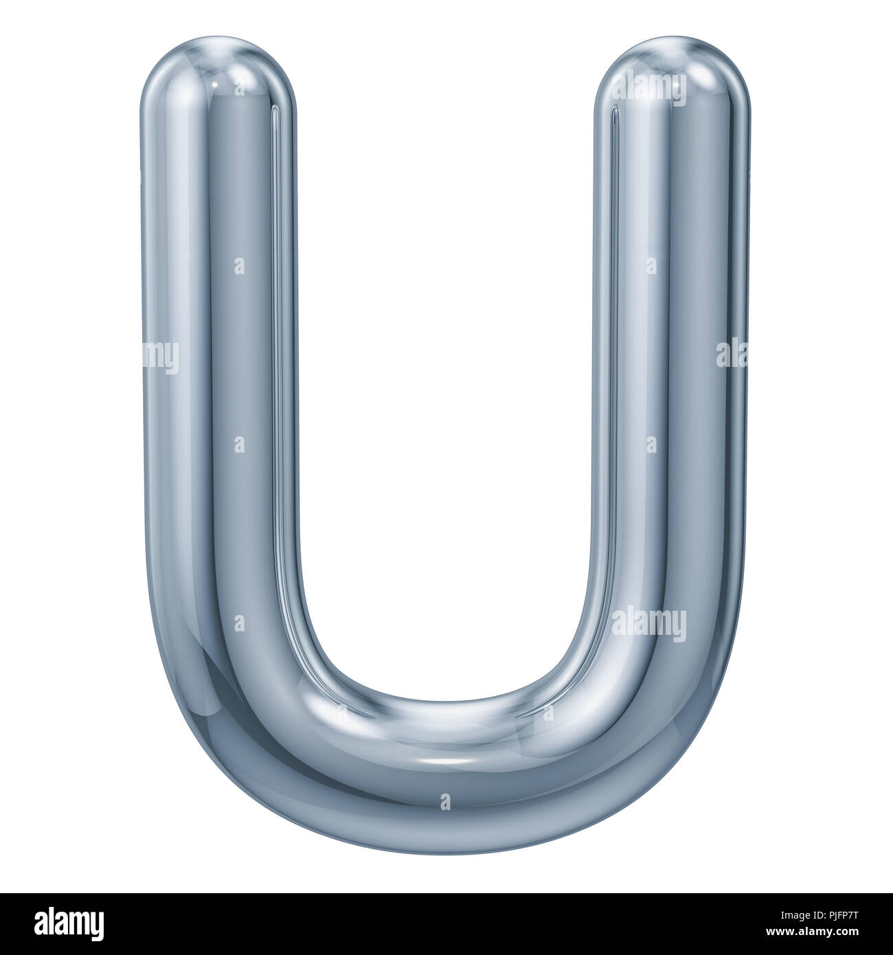 English metallic letter U, 3D rendering isolated on white background ...