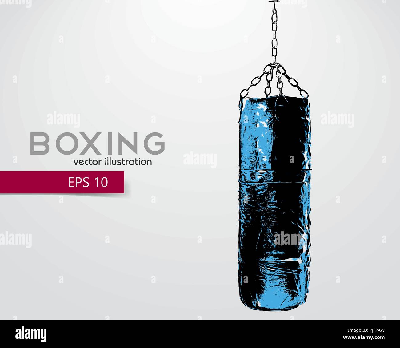 Punching bag silhouette. Background and text on a separate layer, color ...