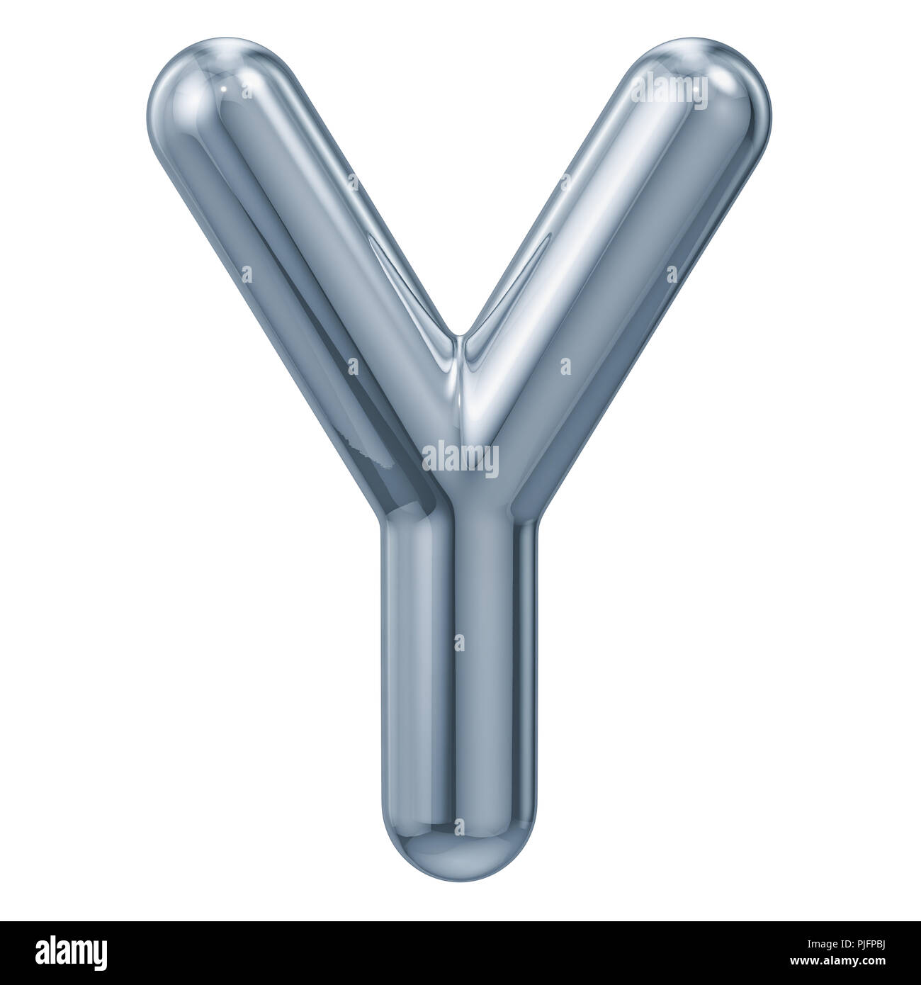 English metallic letter Y, 3D rendering isolated on white background ...