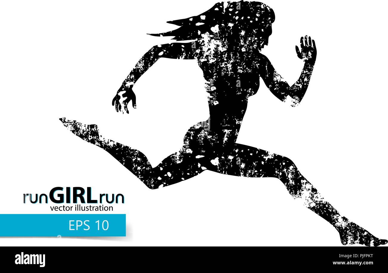 Girl running silhouette Stock Vector Images - Alamy