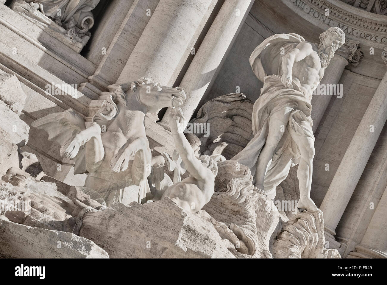 Italy, Lazio, Rome, Piazza di Trevi, Baroque Trevi Fountain or Fontana ...