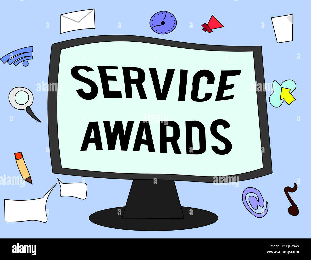 Handwriting text Service Awards. Concept meaning Recognizing an ...