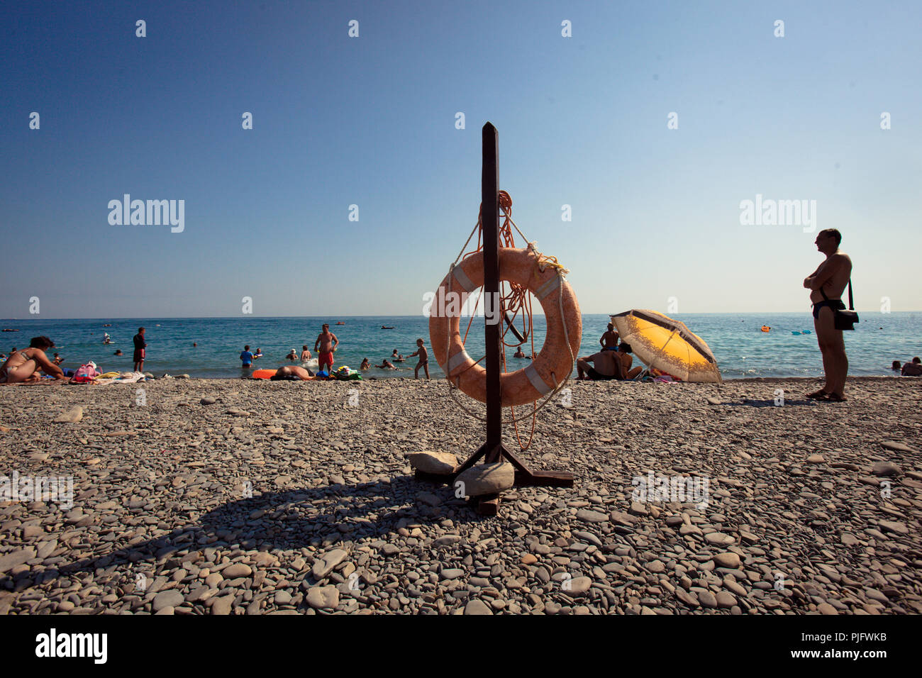 Tourists on vacation, Durso beach, Russia Stock Photo - Alamy
