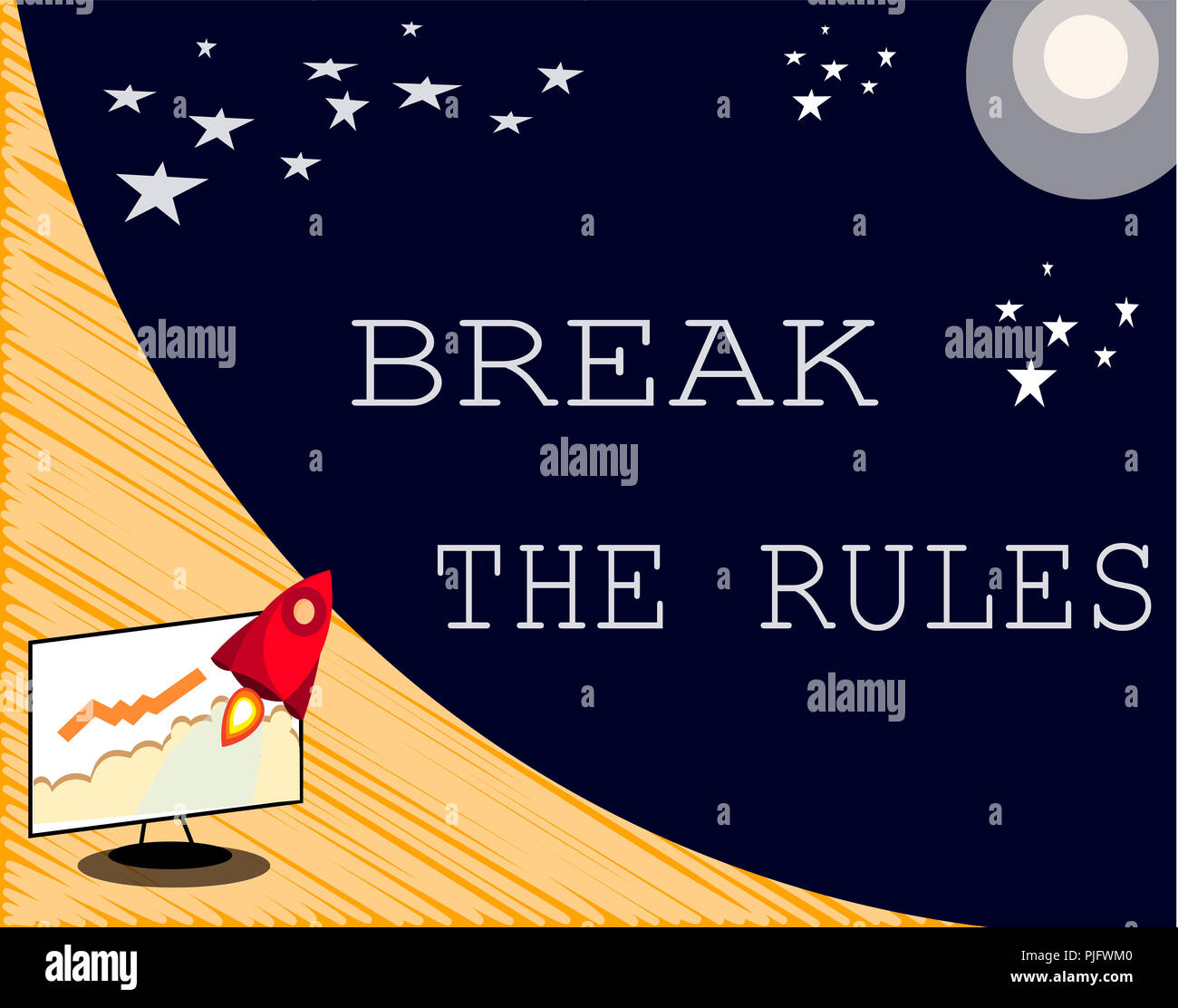 Text sign showing Break The Rules. Conceptual photo To do something ...