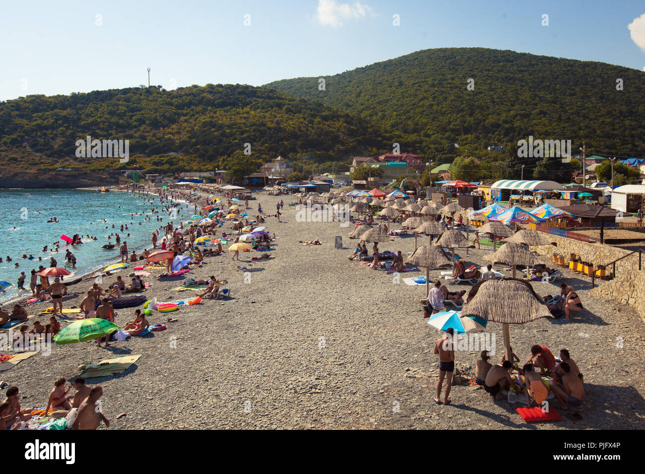 Tourists on vacation, Durso beach, Russia Stock Photo - Alamy