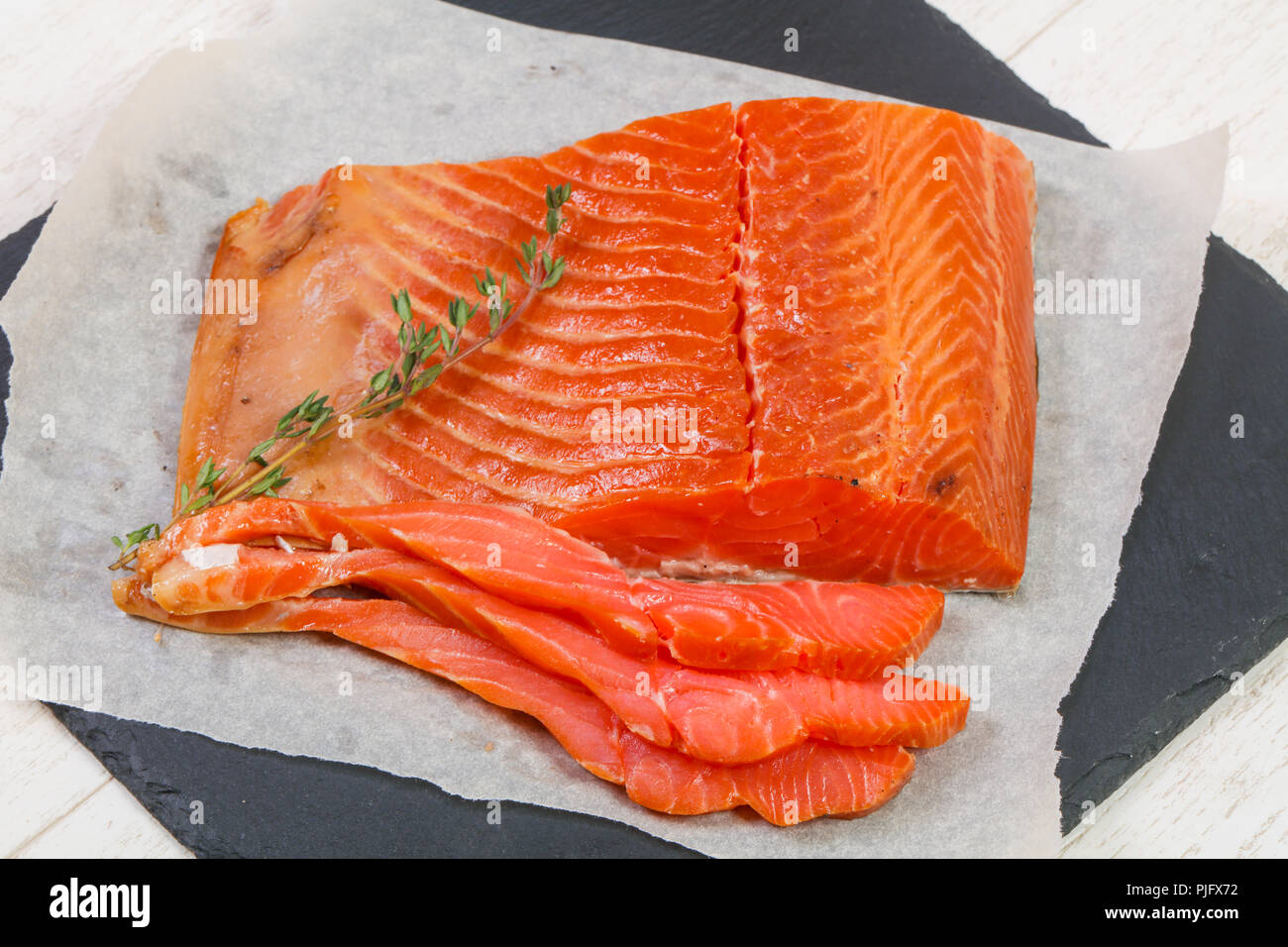 Raw trout fillet with salt and spices Stock Photo - Alamy