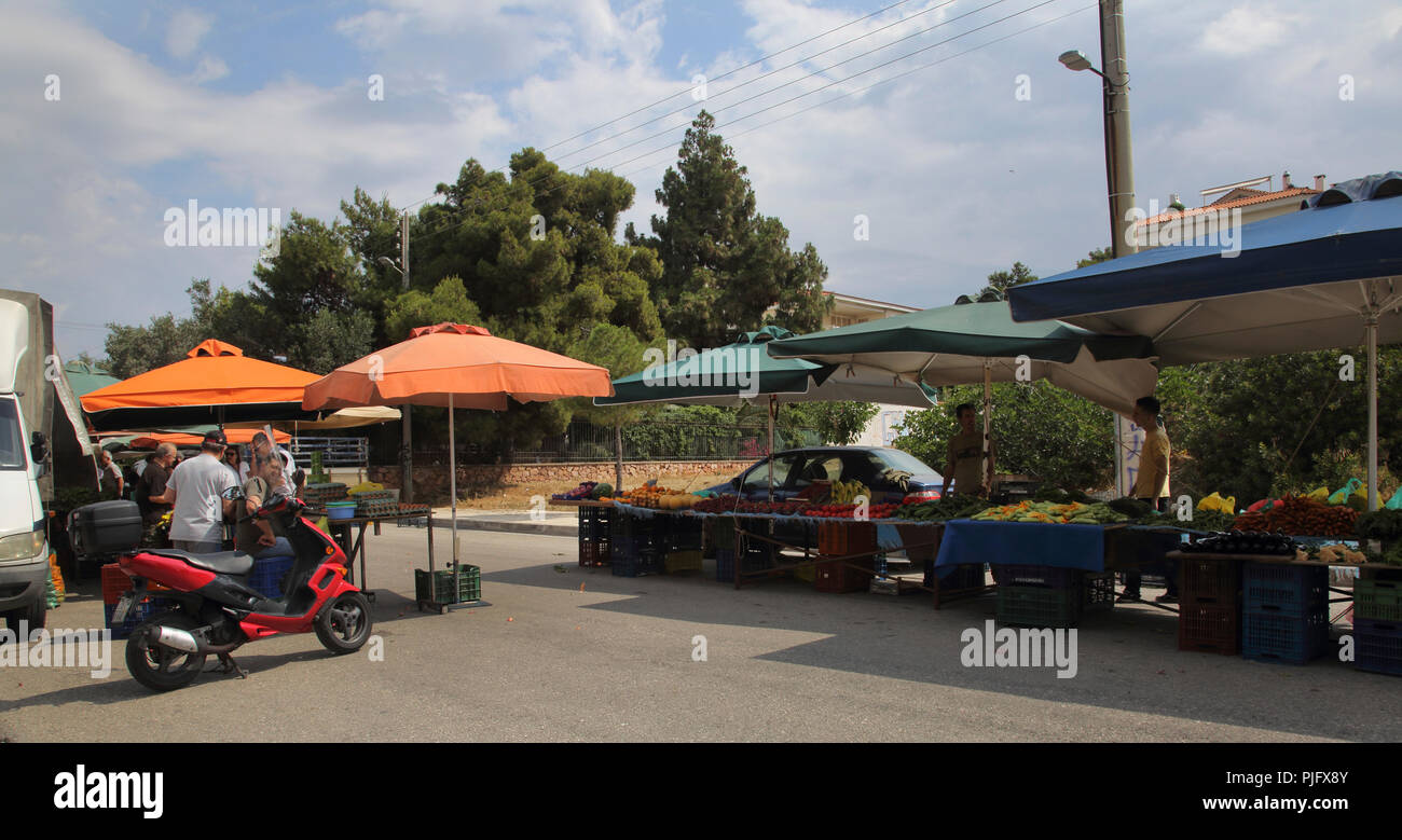 Vouliagmeni Athens Greece Fruit Stalls at Saturday Market Stock Photo ...