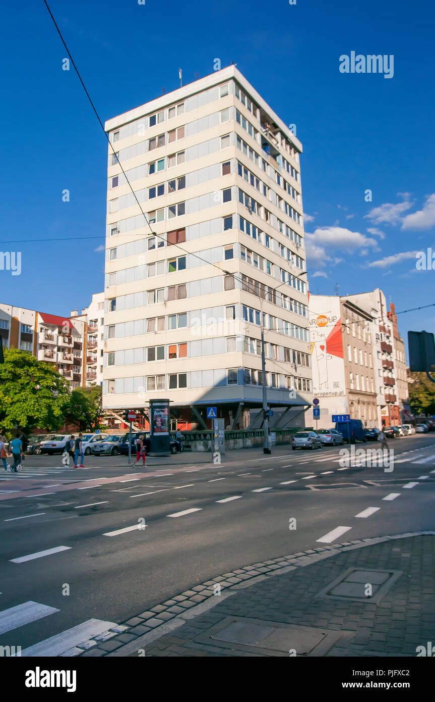 Trzonolinowiec "Wisielec", modernist building in Wroclaw built in 1961 ...