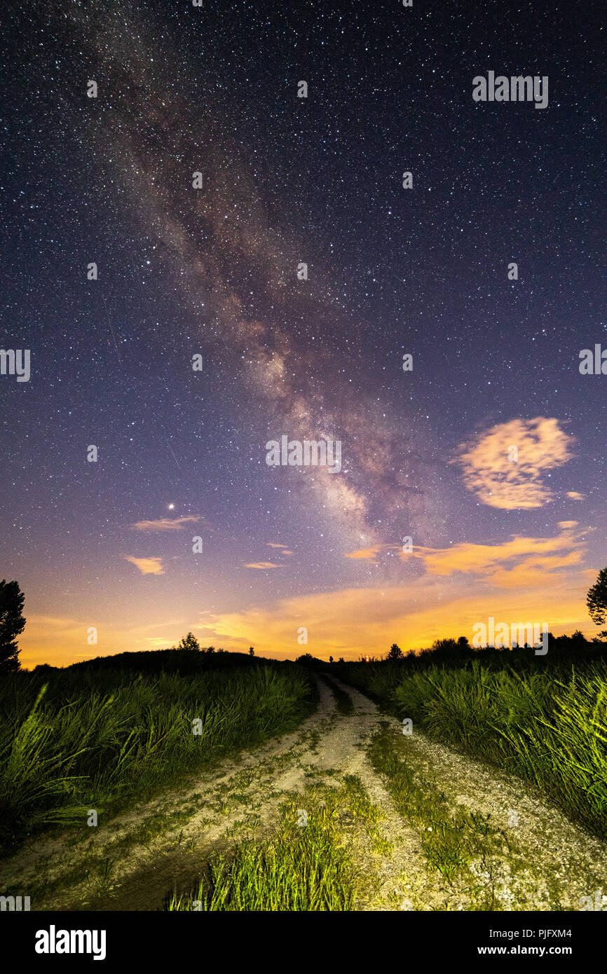 The milky way shows up during the early evening sky Stock Photo - Alamy