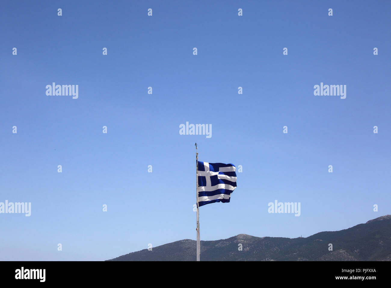 Acropolis Athens Greece Greek Flag Stock Photo - Alamy