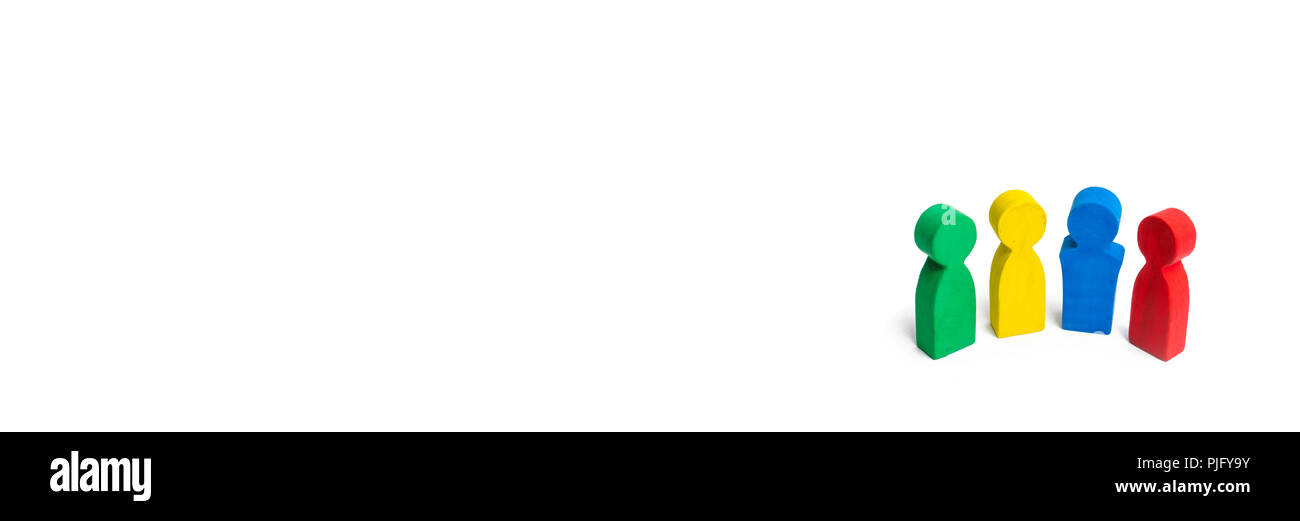 Multicolored people on a white background. The concept of cooperation ...