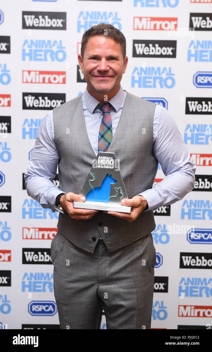 Steve Backshall with the outstanding Contribution Award, presented by ...