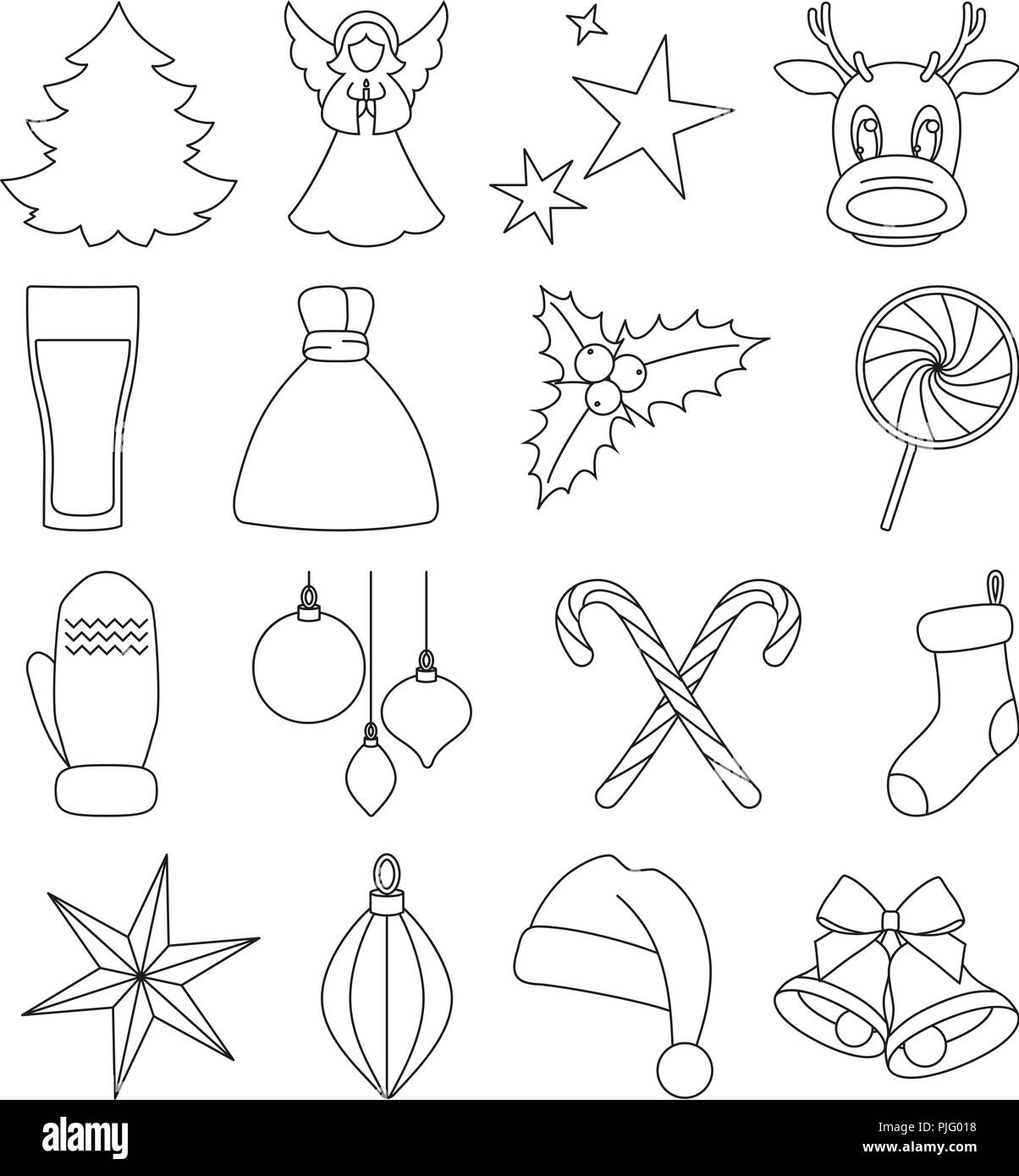 Line art black and white christmas elements Stock Vector Image & Art ...