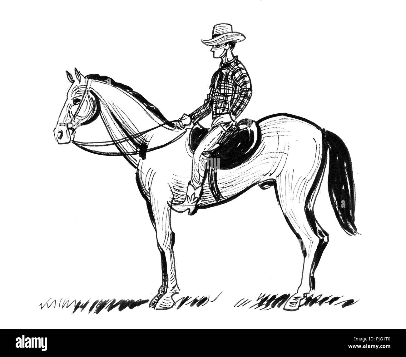 Cowboy Riding Horse Drawing