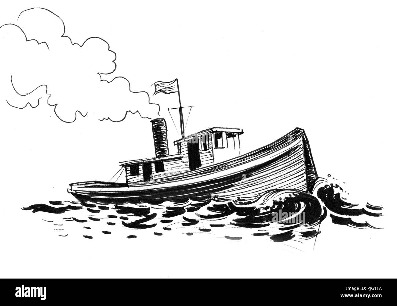 Simple Tugboat Drawing