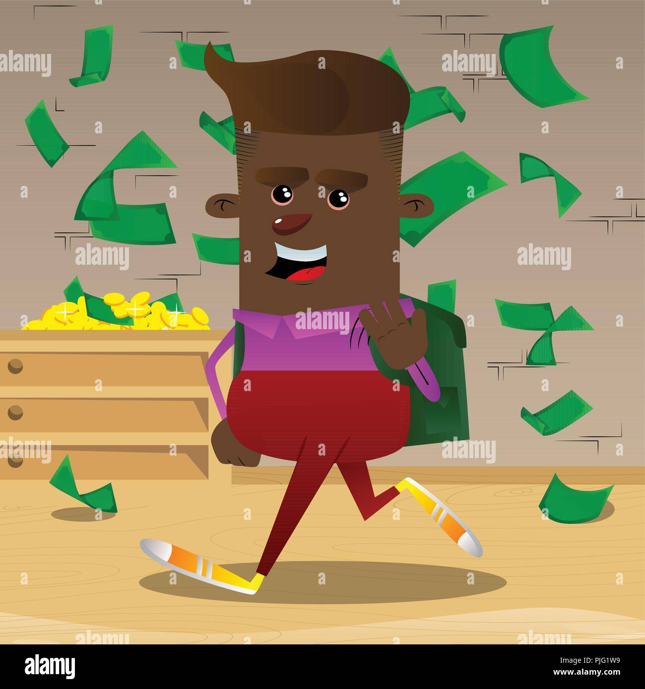 Schoolboy cooling himself with his hand. Vector cartoon character ...