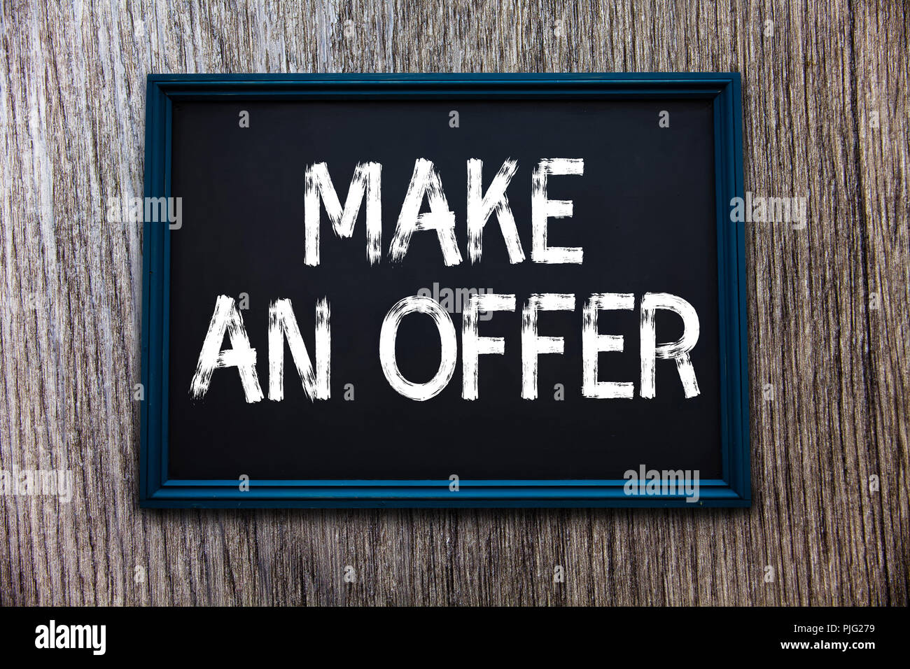 Handwriting text Make An Offer. Concept meaning Proposal Bring up ...