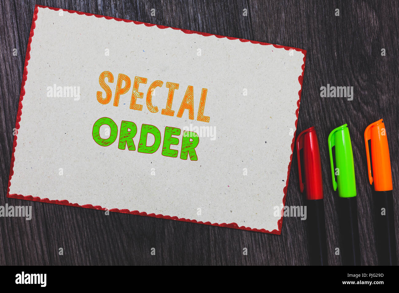Text sign showing Special Order. Conceptual photo Specific Item ...