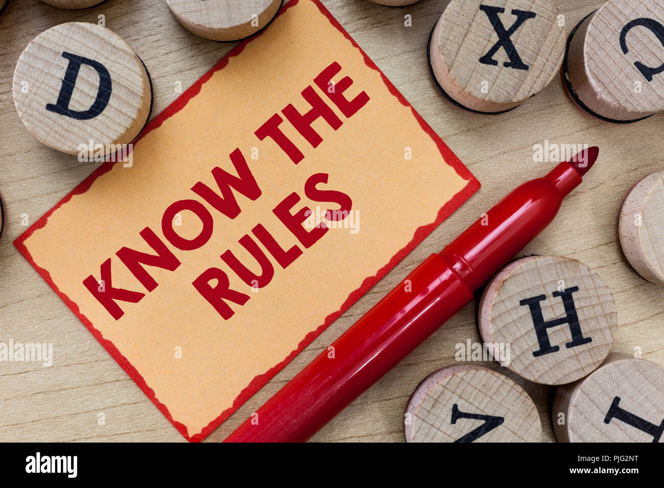 Text sign showing Know The Rules. Conceptual photo Learn the accepted ...