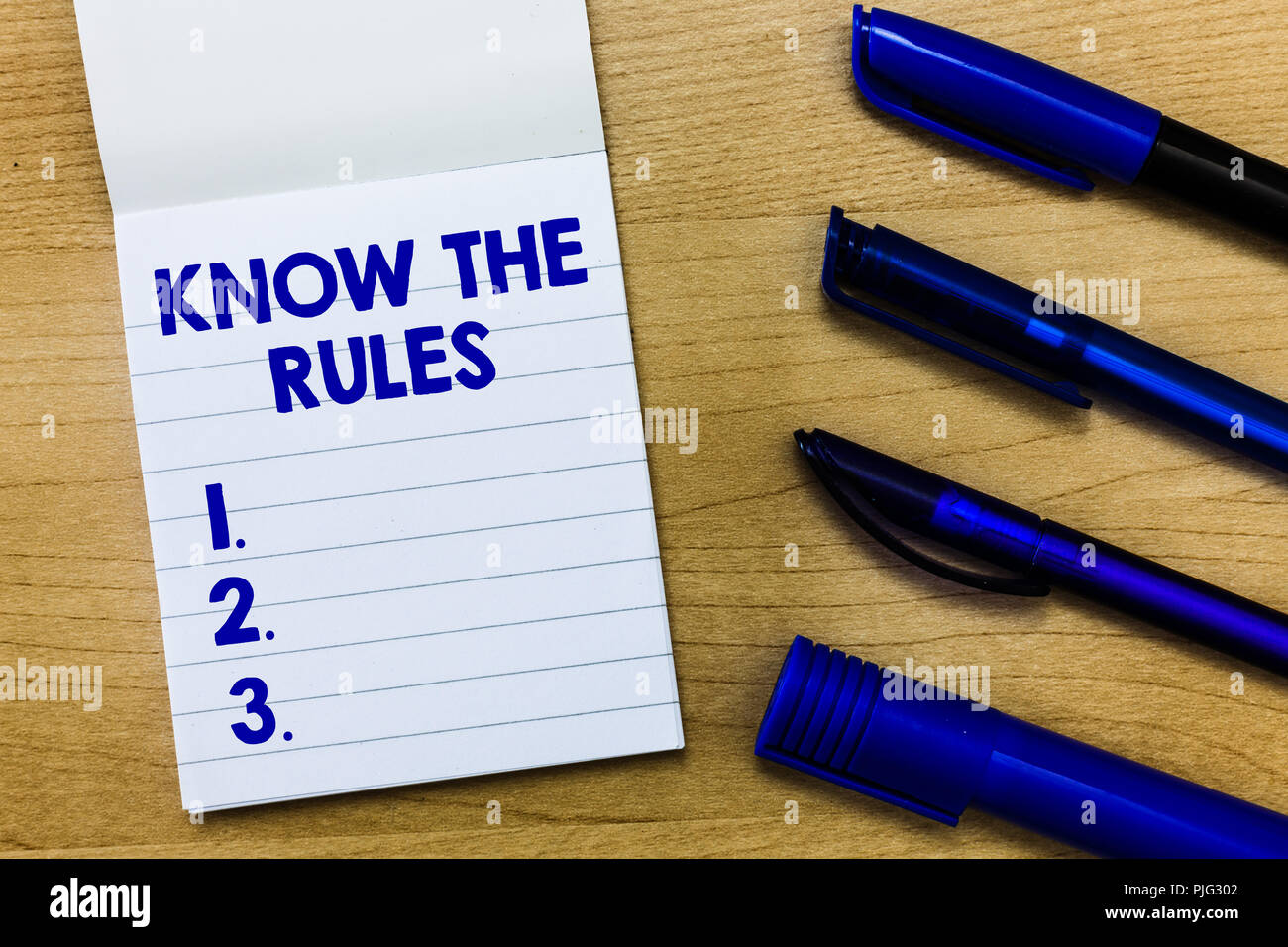 Writing note showing Know The Rules. Business photo showcasing Learn ...