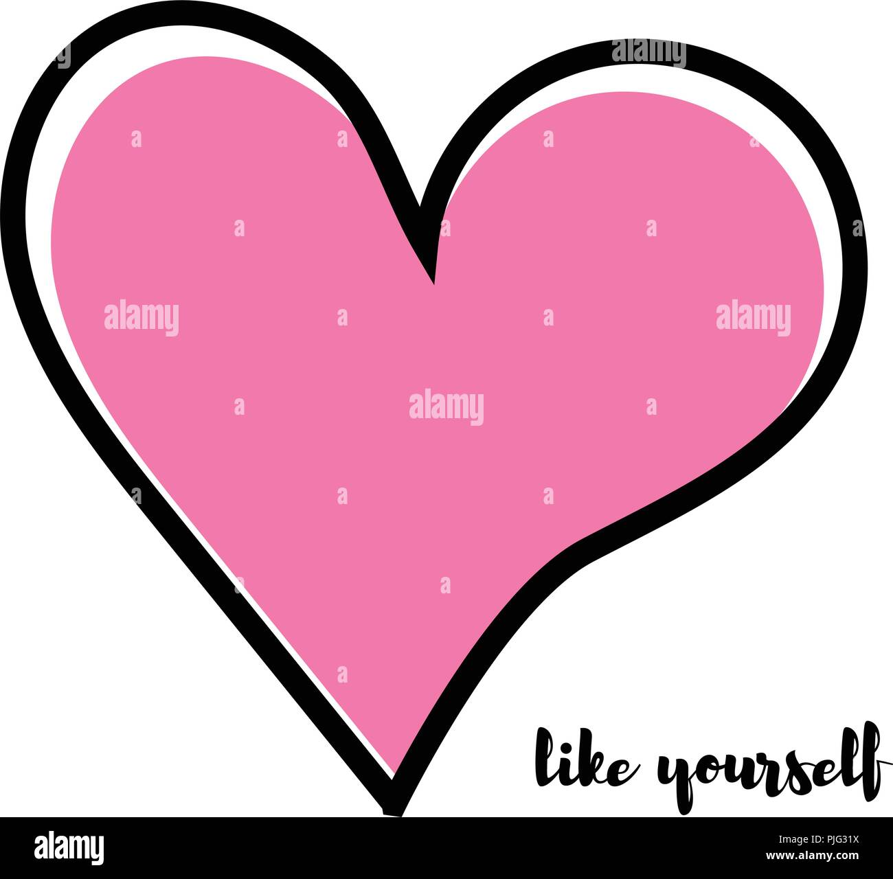 Vector illustration. The concept of love for yourself. Heart and ...