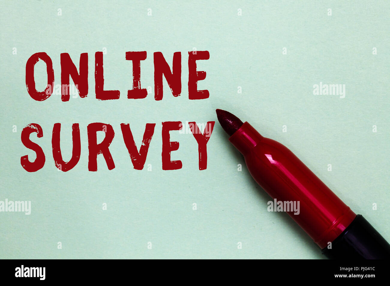 Handwriting text Online Survey. Concept meaning Reappraisal Feedback ...