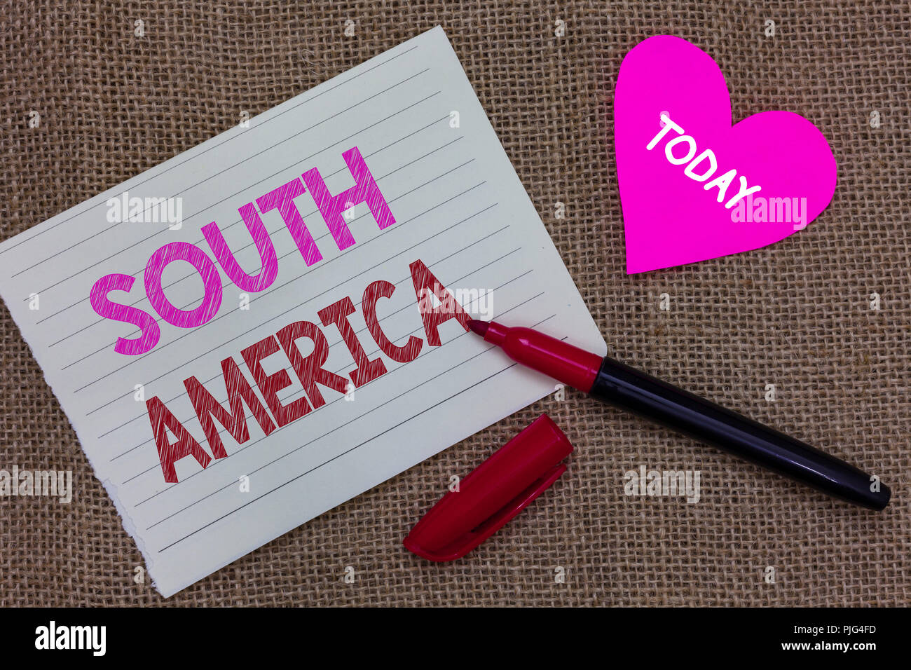 Handwriting text writing South America. Concept meaning Continent in ...