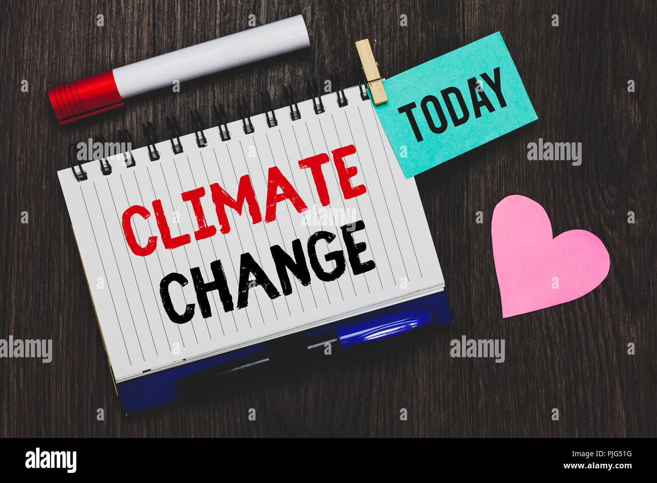 Writing note showing Climate Change. Business photo showcasing Increase ...