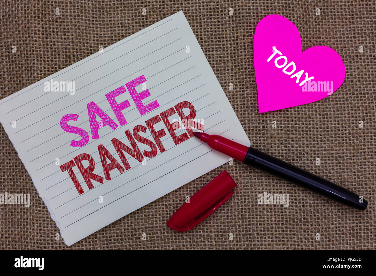 Handwriting text writing Safe Transfer. Concept meaning Wire Transfers ...
