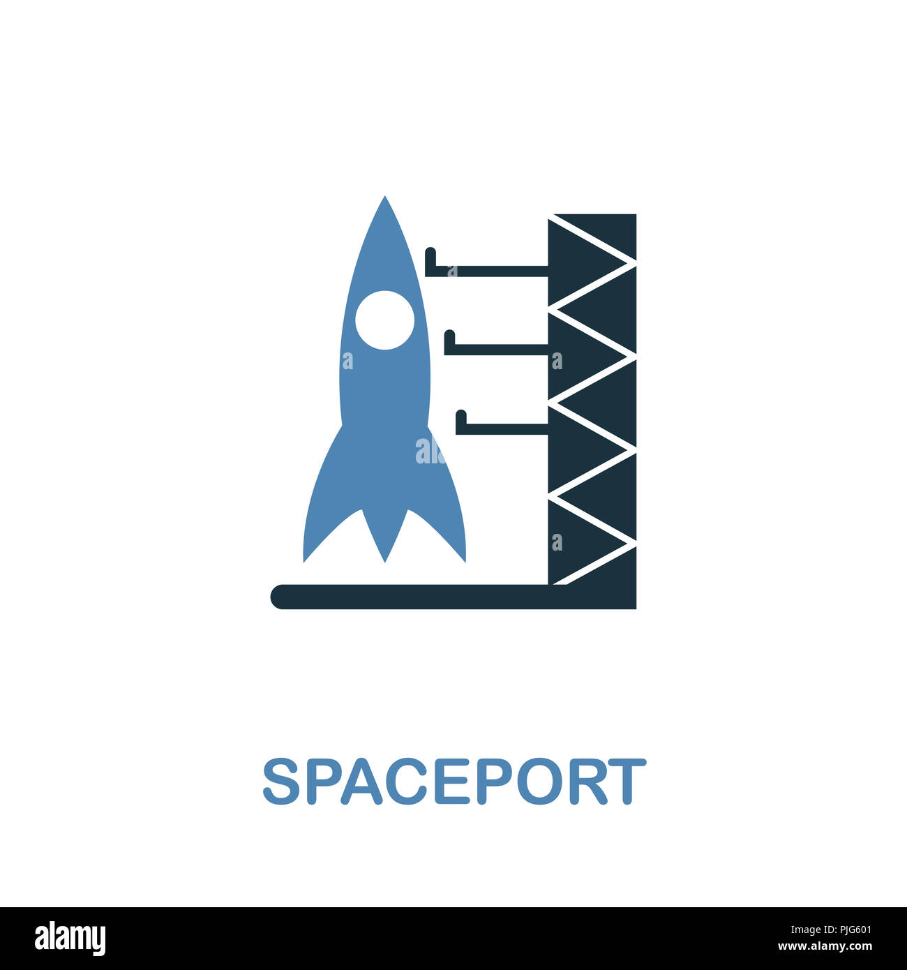 Spaceport icon in 2 color design. Pixel perfect simple pictogram ...