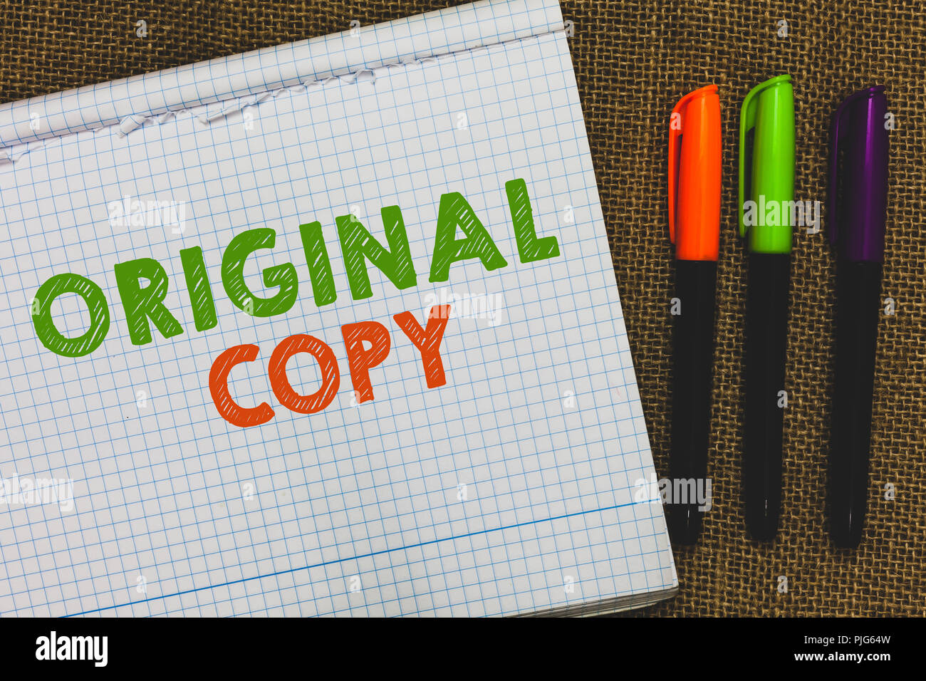 Conceptual hand writing showing Original Copy. Business photo text Main ...