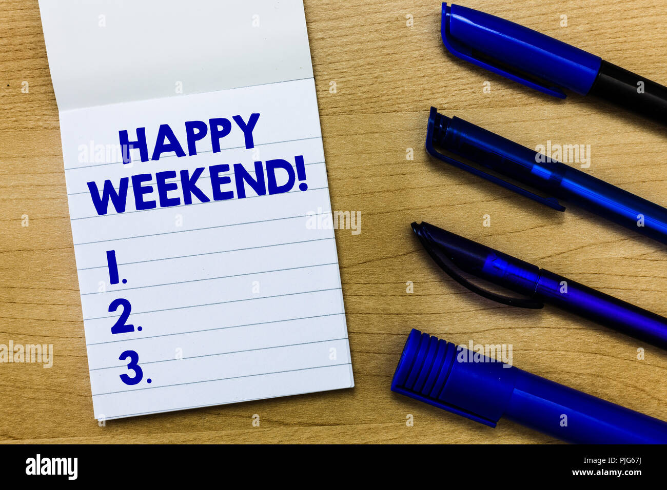 Writing note showing Happy Weekend. Business photo showcasing Cheerful ...