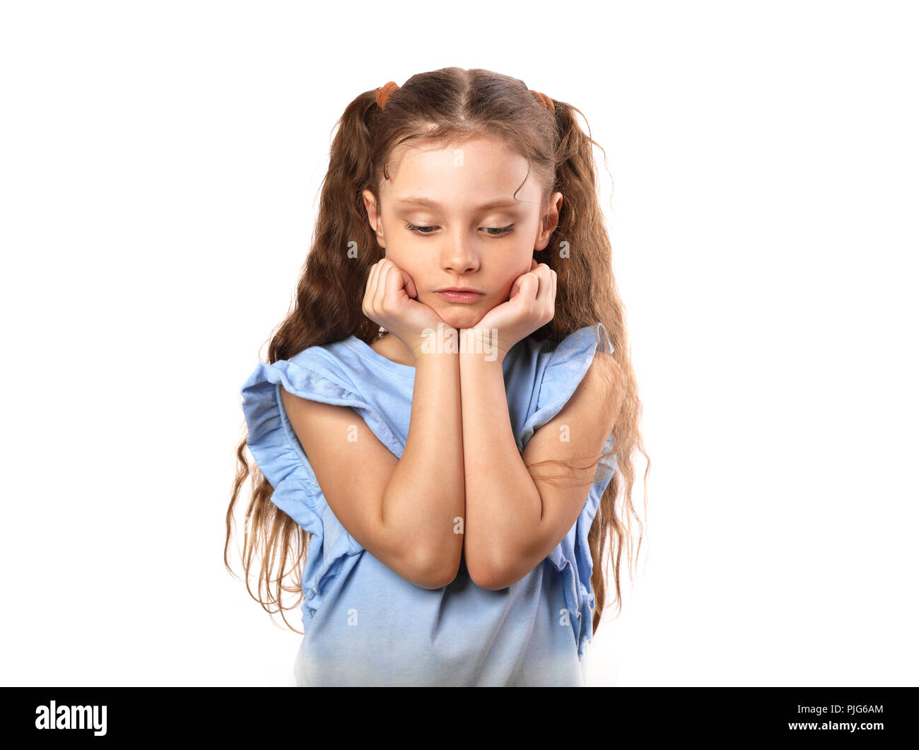 Sad Little Girl Looking Down