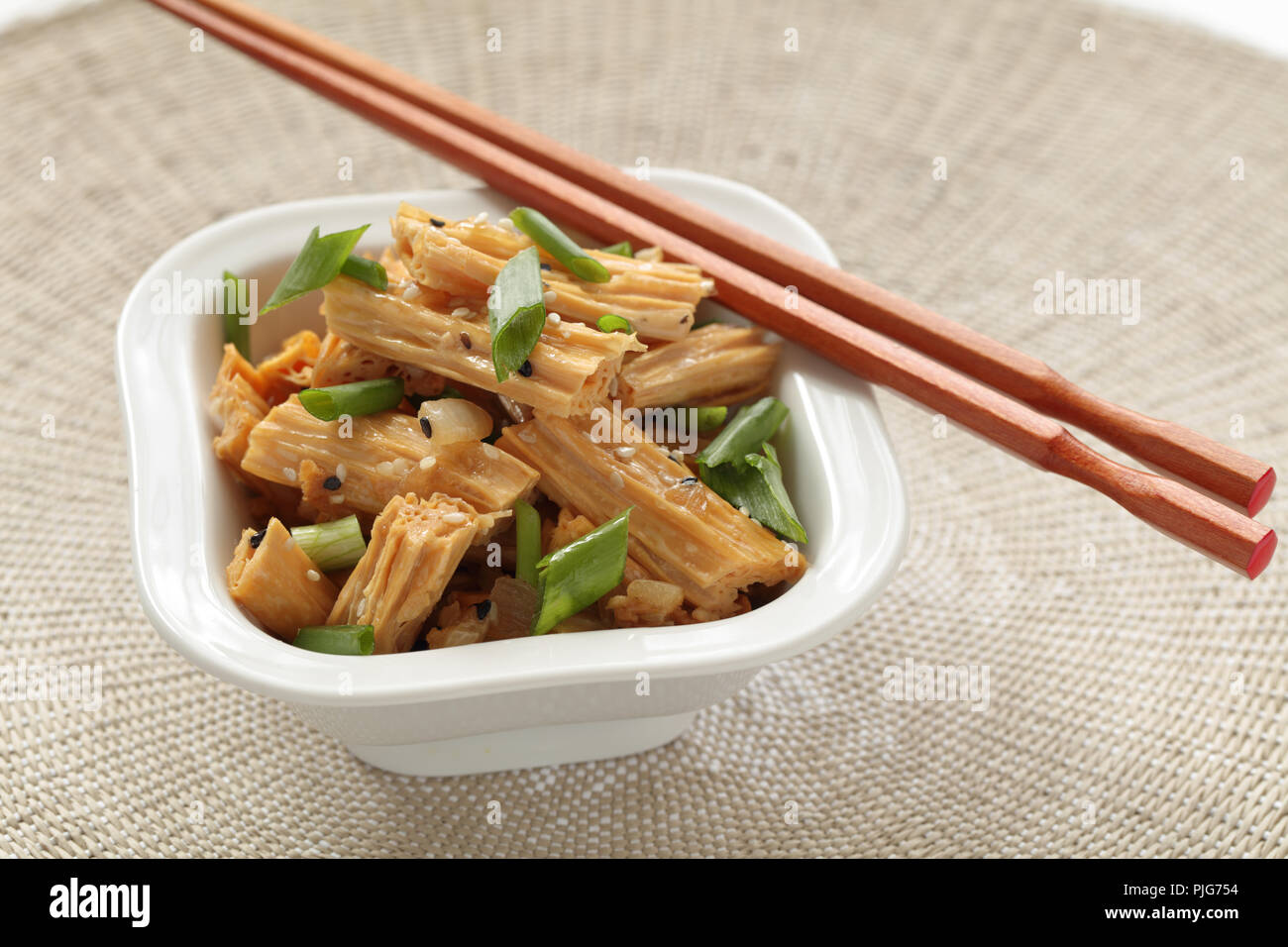 Chinese and Korean yuba salad with green onion and sesame seeds Stock ...