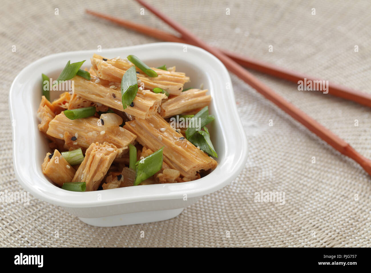 Chinese and Korean yuba salad with green onion and sesame seeds Stock ...