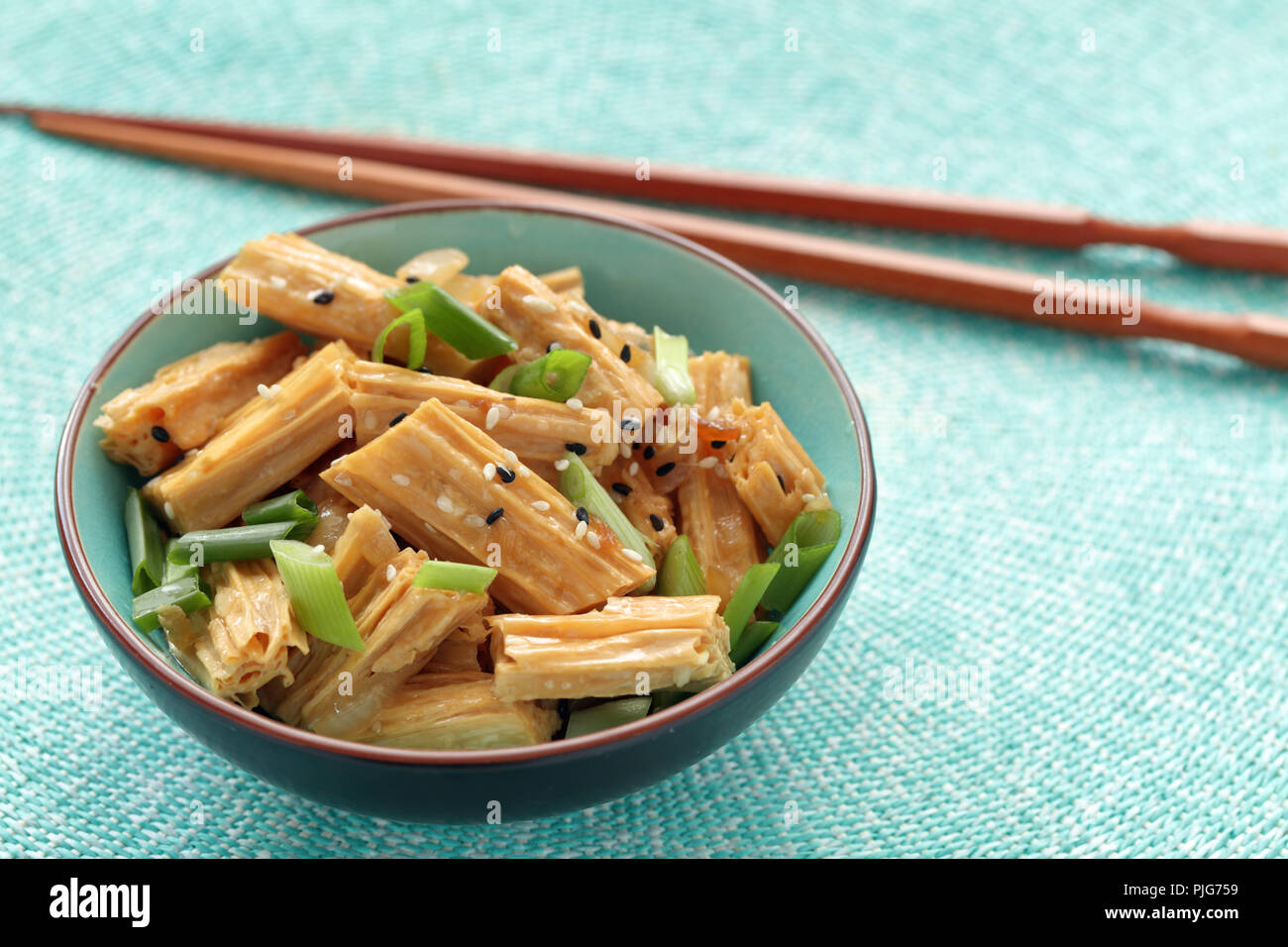 Chinese and Korean yuba salad with green onion and sesame seeds Stock ...