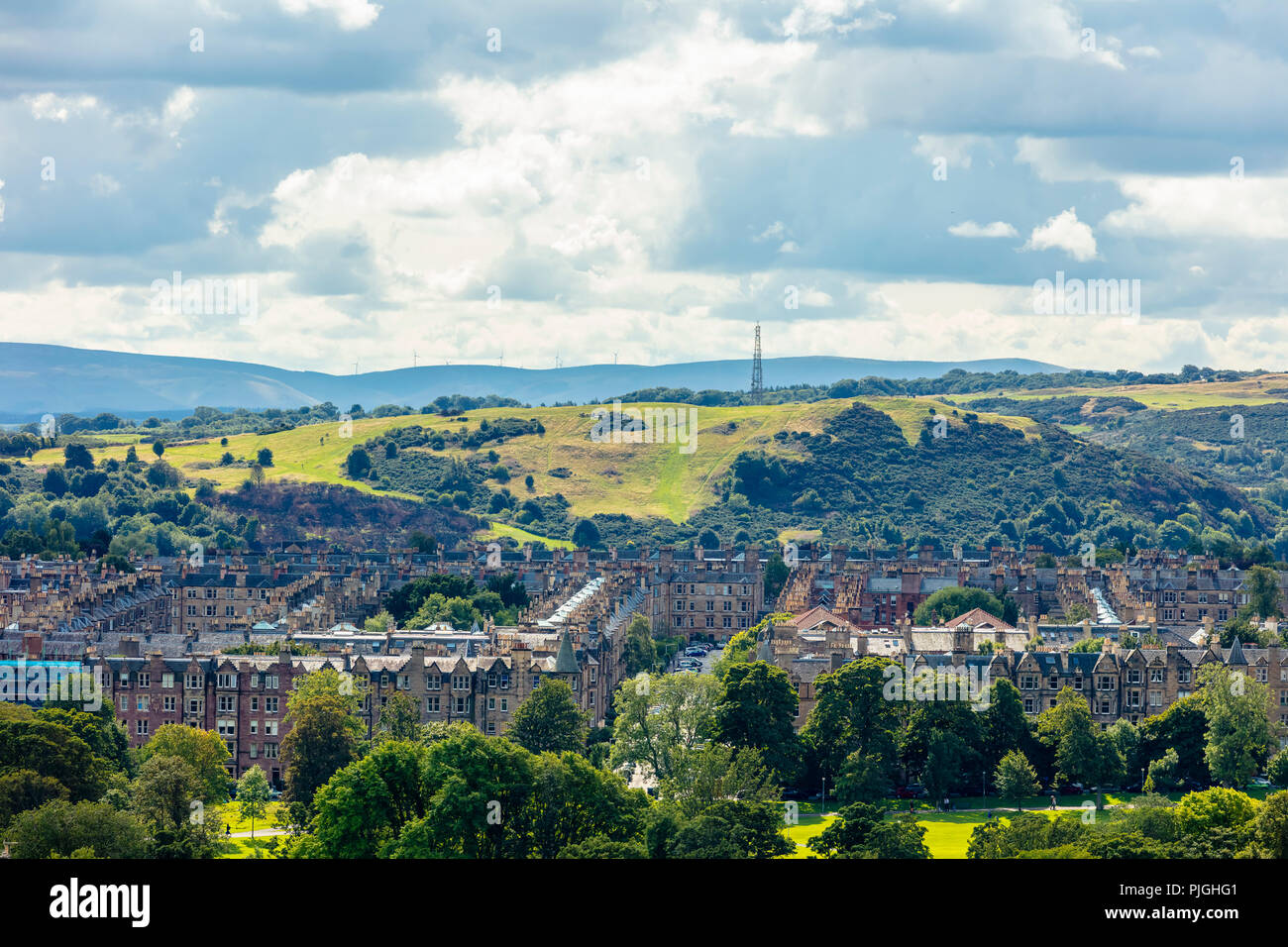 Edinburgh cityscape urban building skyline aerial view from Edinburgh ...
