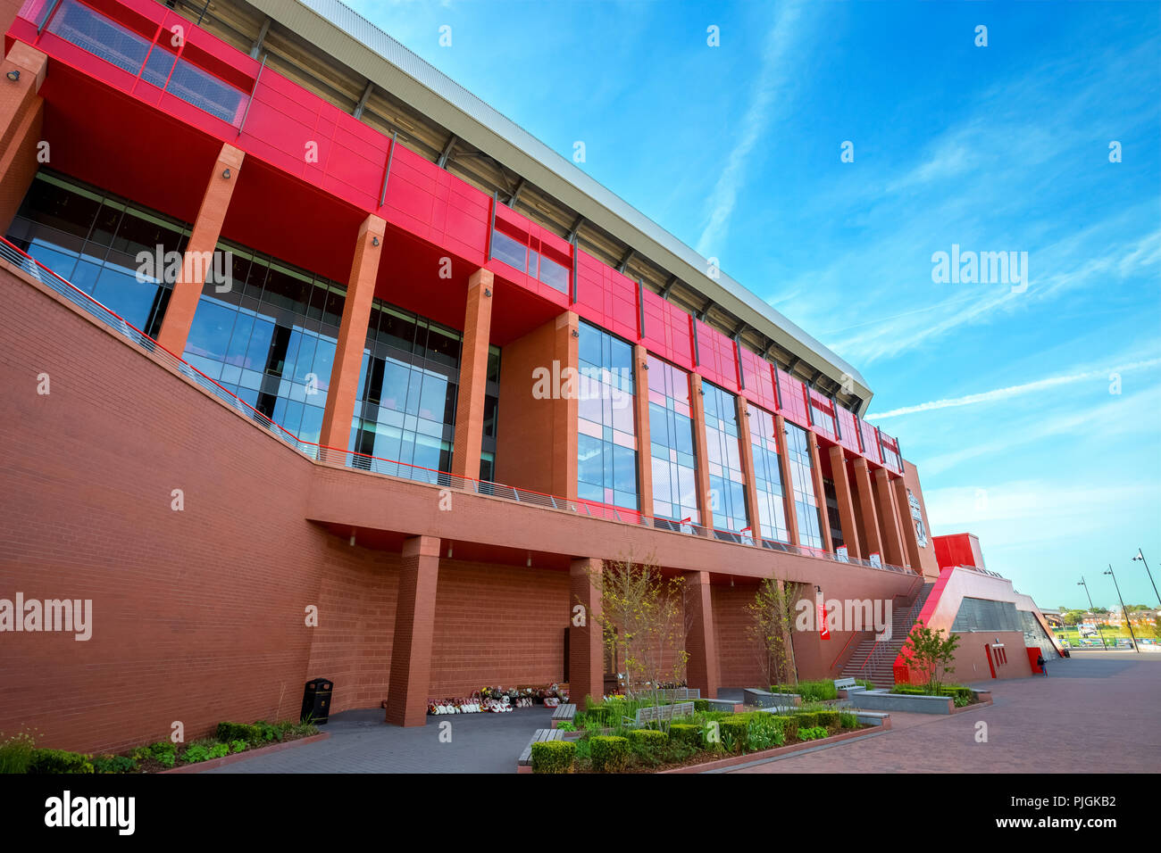 LIVERPOOL, UK - MAY 17 2018: Anfield stadium, the home ground of ...