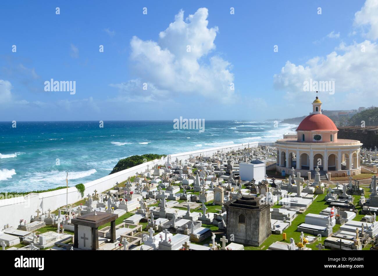 San Juan, Puerto Rico historic cemetery at Fort San Felipe Del Morro ...