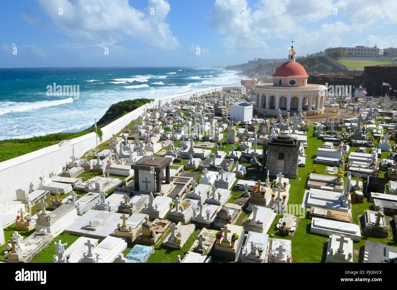 San Juan, Puerto Rico historic cemetery at Fort San Felipe Del Morro ...