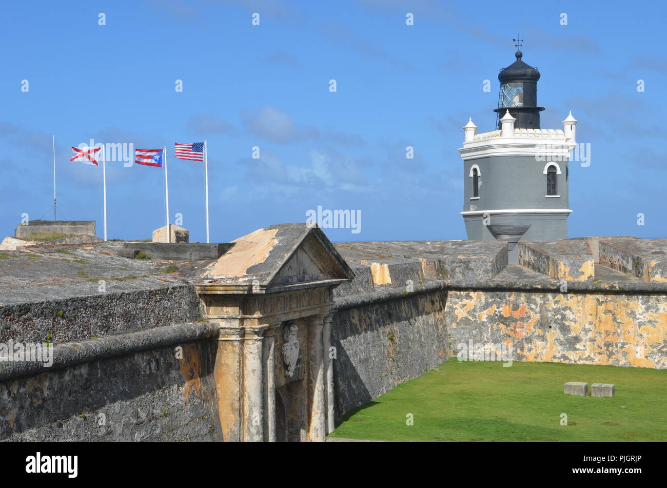 San Juan, Puerto Rico historic area at Fort San Felipe Del Morro Stock ...