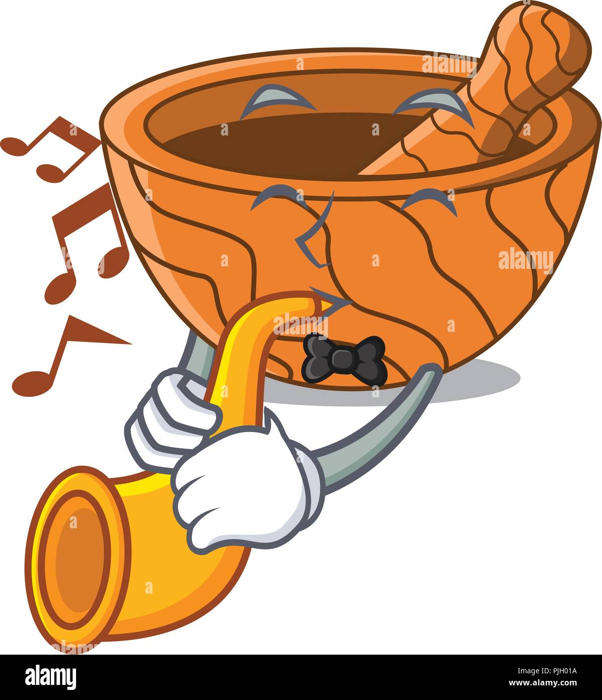 With trumpet cartoon wooden mortars with metallic pestles Stock Vector ...