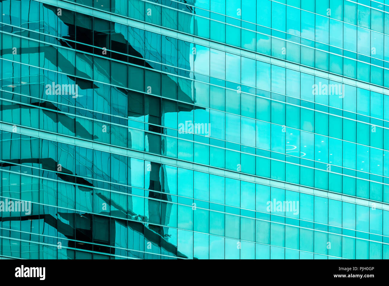Simple, abstract, pastel color modern glassy office building exterior ...