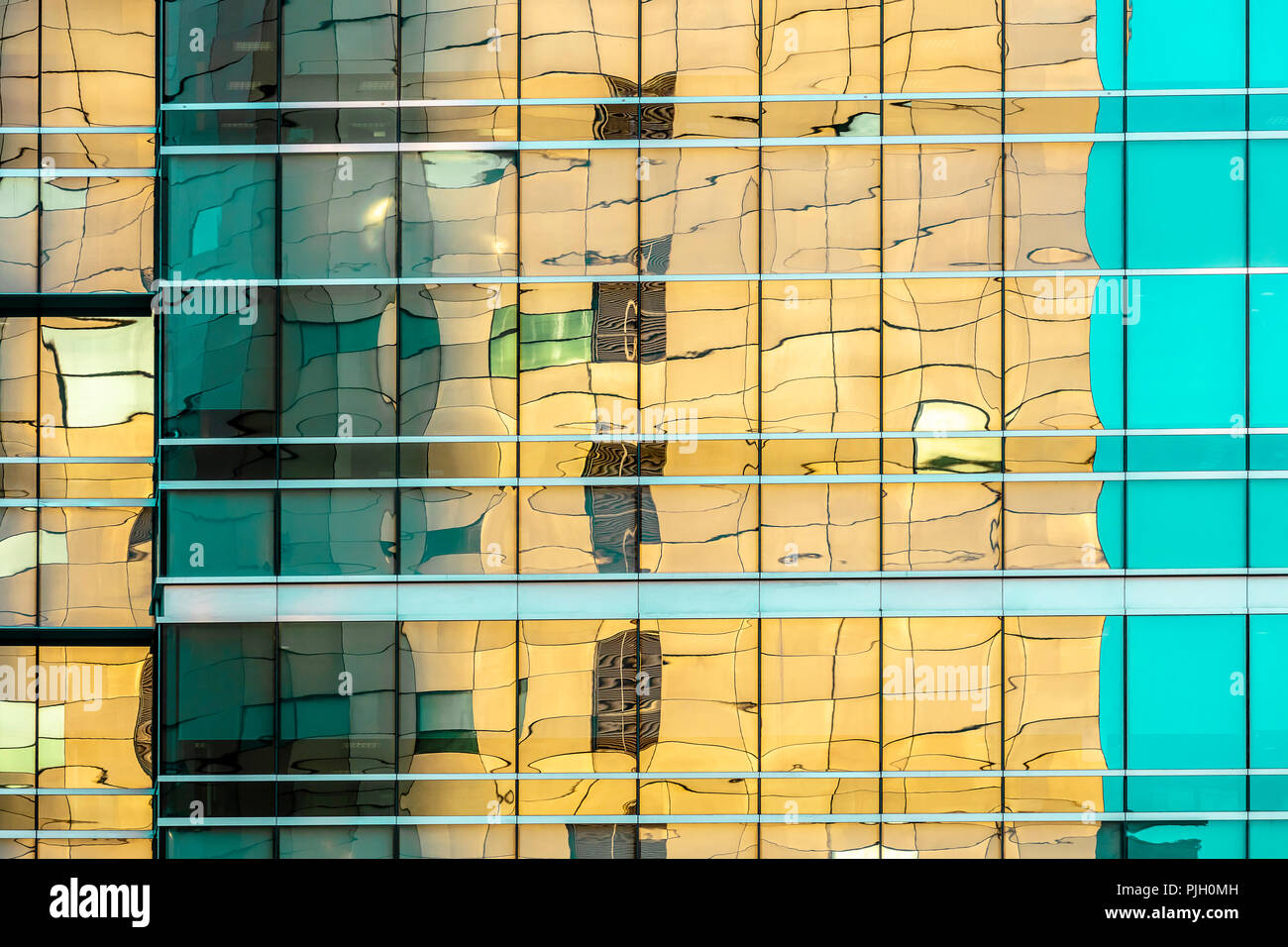 Simple, abstract, pastel color modern glassy office building exterior ...
