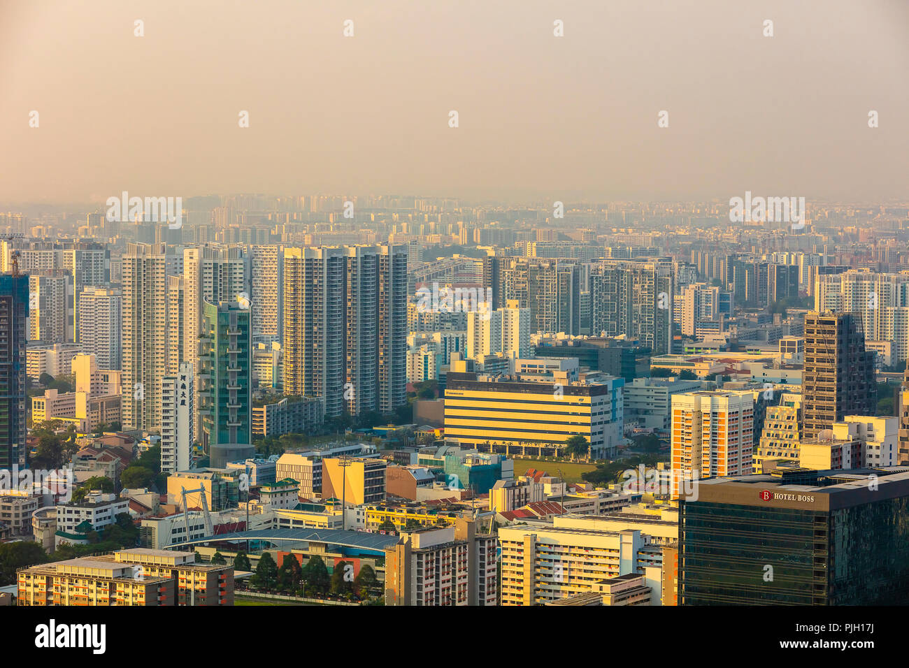 Singapore urban downtown high density buildings skyline silhouette in ...