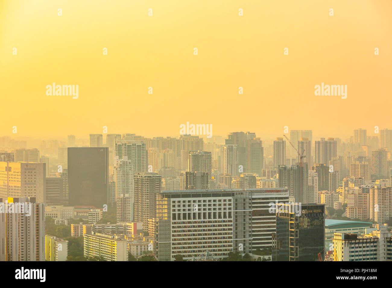 Singapore urban downtown high density buildings skyline silhouette in ...
